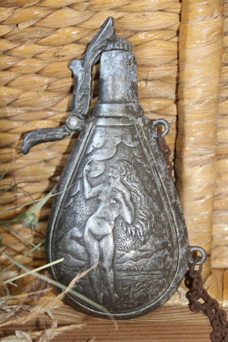 Powder flask Vintage civil war decorative powder flask with | Etsy