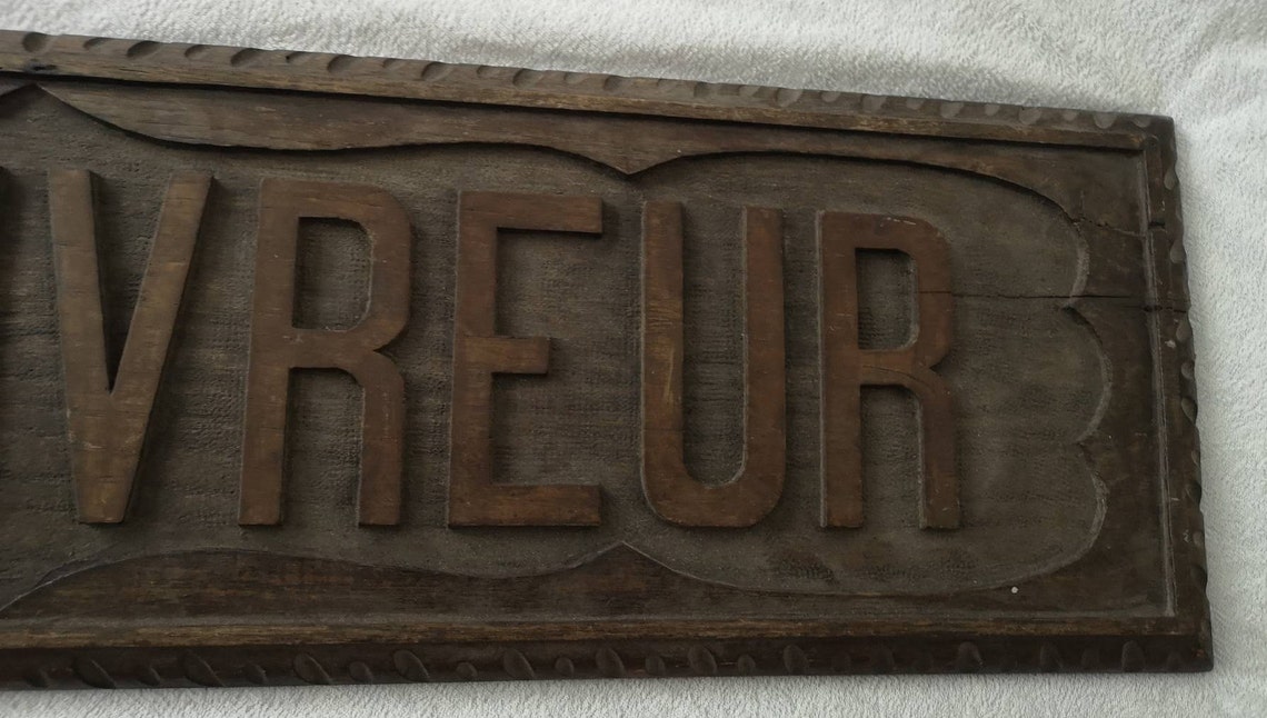 French Antique Wooden Sign Carved Wood Vintage Sign Original - Etsy
