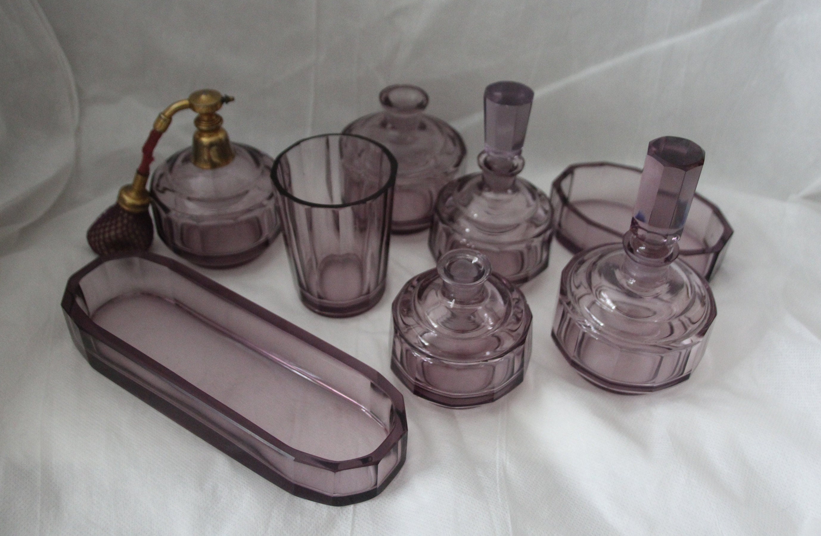 Amethyst Crystal Perfume Bottles Vanity Set Dressing Set Soap Dish ...