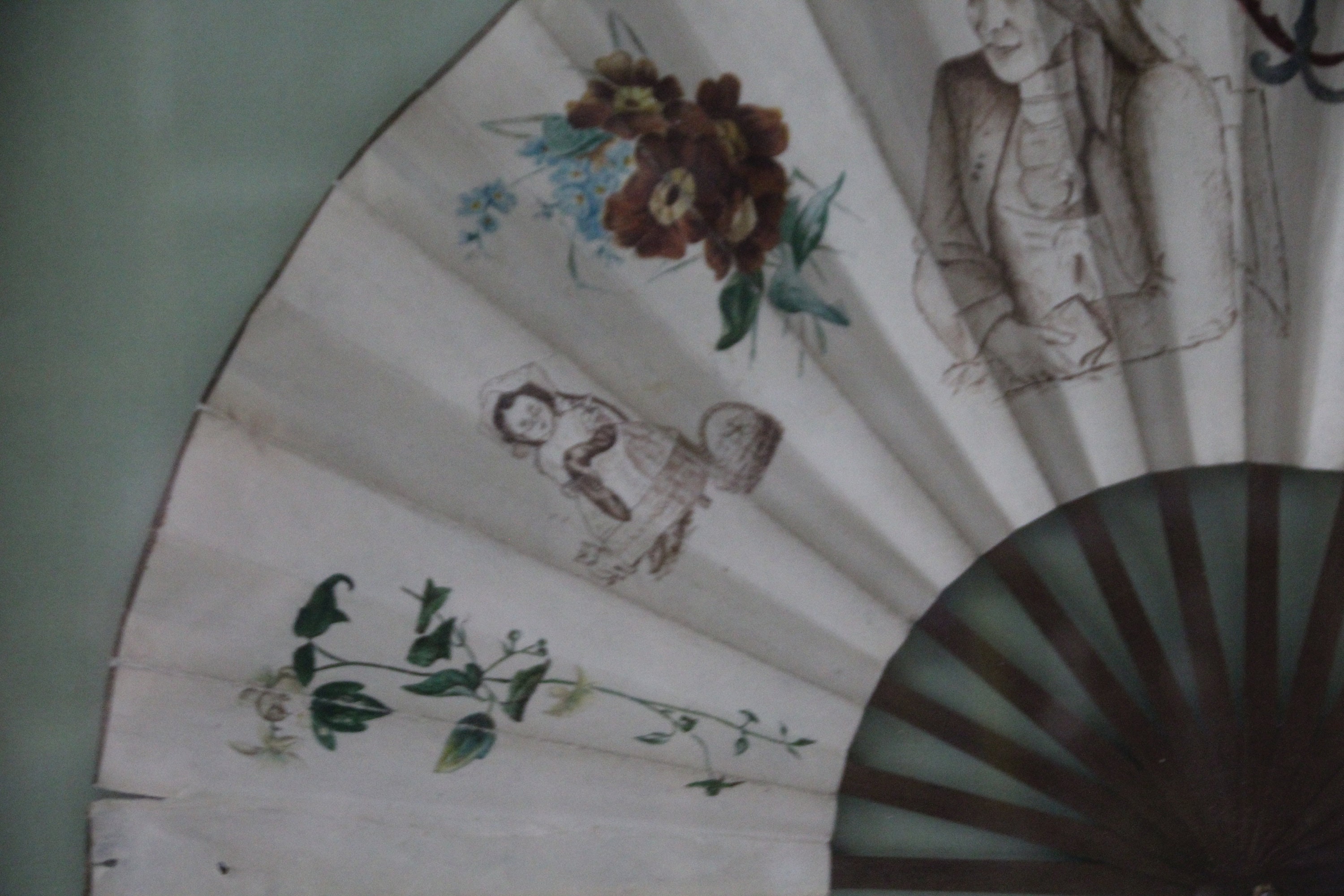 French Folding Fan Ladies Framed Shadowbox Wall Art Victorian Fan ...