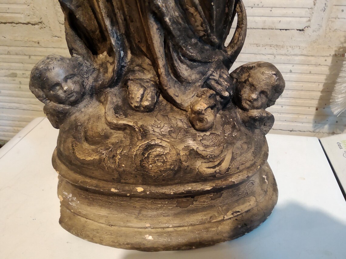 Antique French Virgin Mary Statue Religious Decor Sculpture Art - Etsy