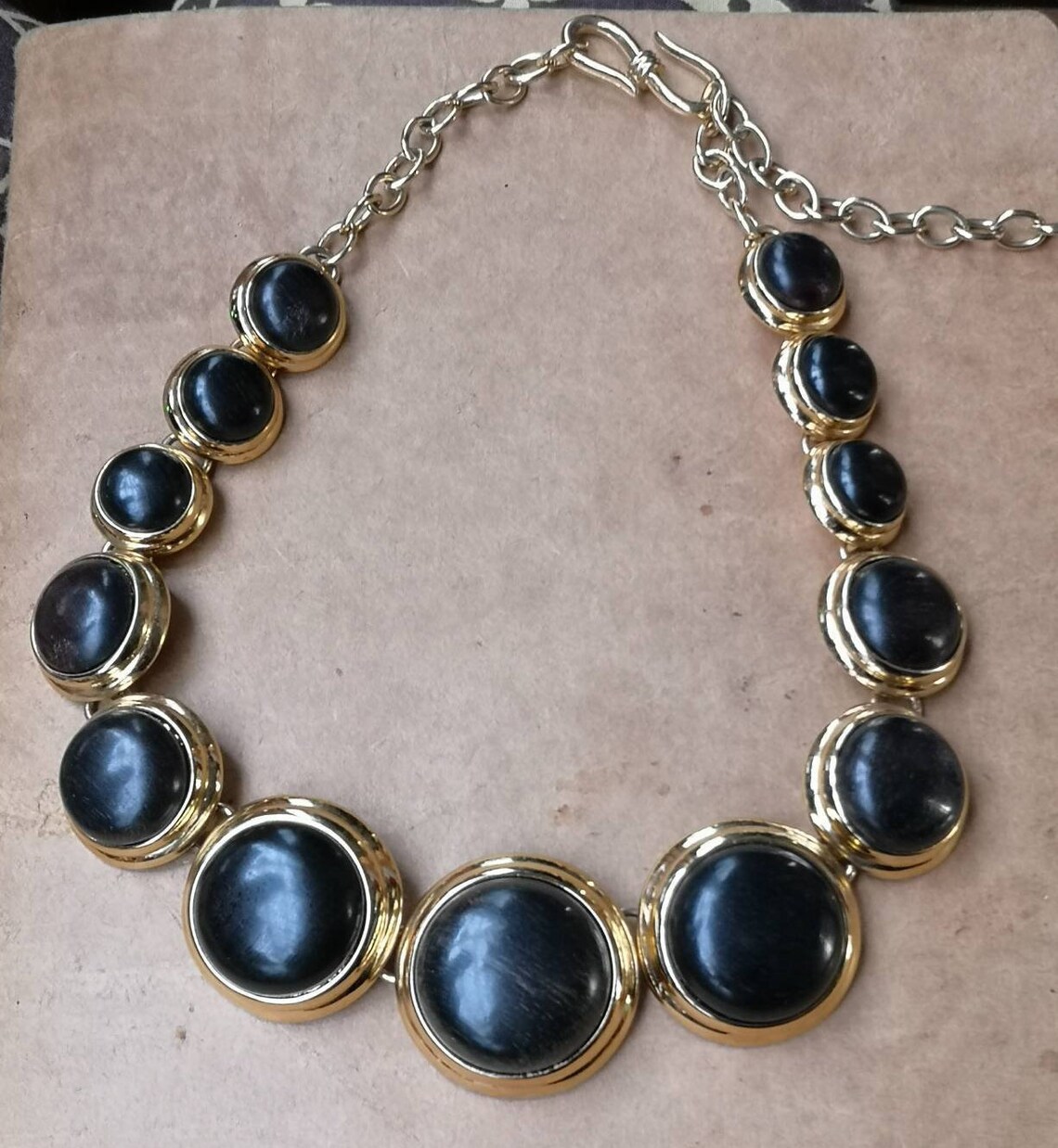 Yves Saint Laurent Necklace YSL Necklace Gold Tone Ebene Wood - Etsy