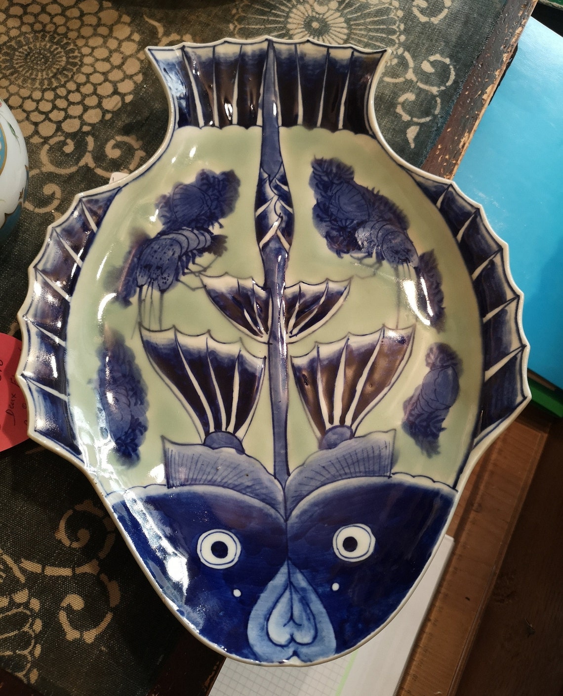 Japanese Antique Porcelain Plate Fish Shaped Blue Green Meiji - Etsy