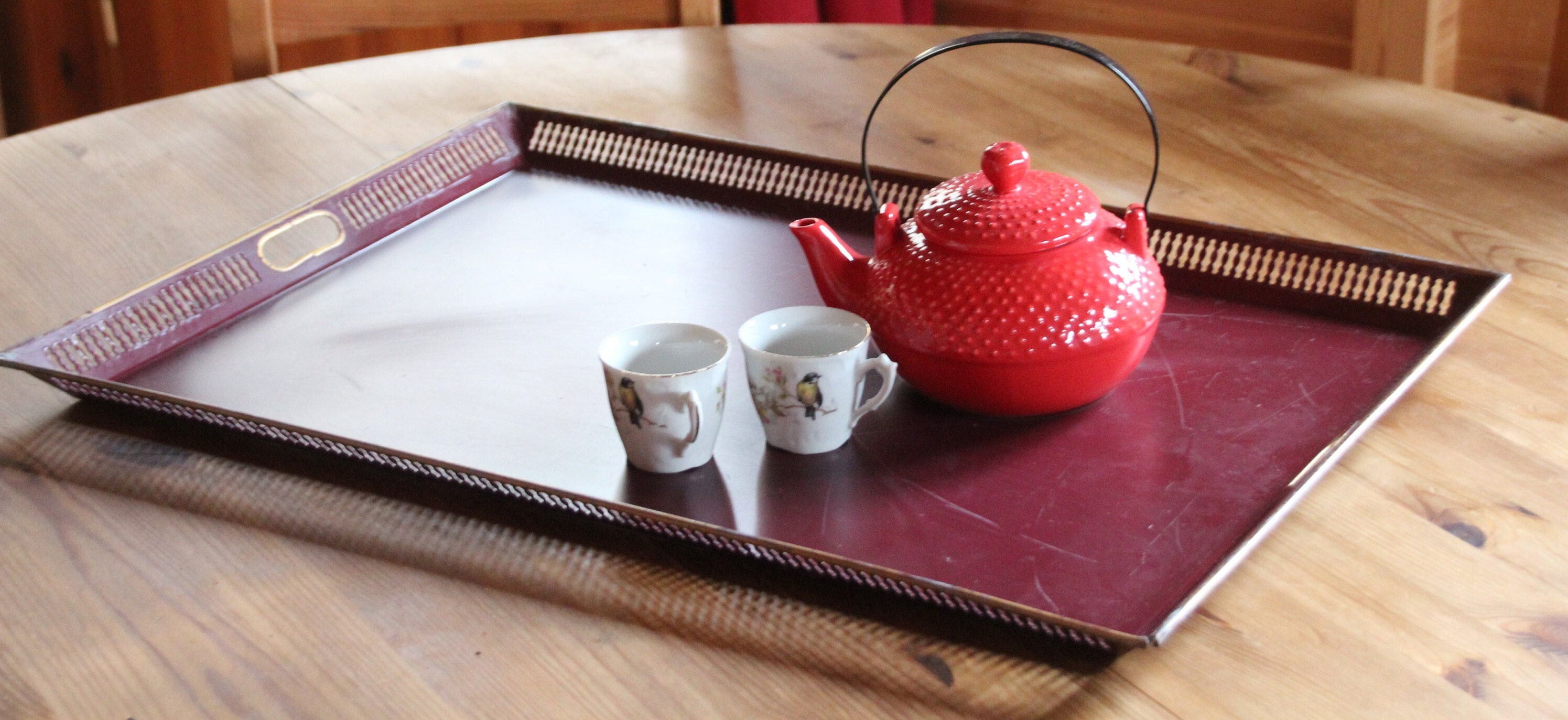 Large Metal Serving Tray With Handles Food Tray Rectangular Food ...