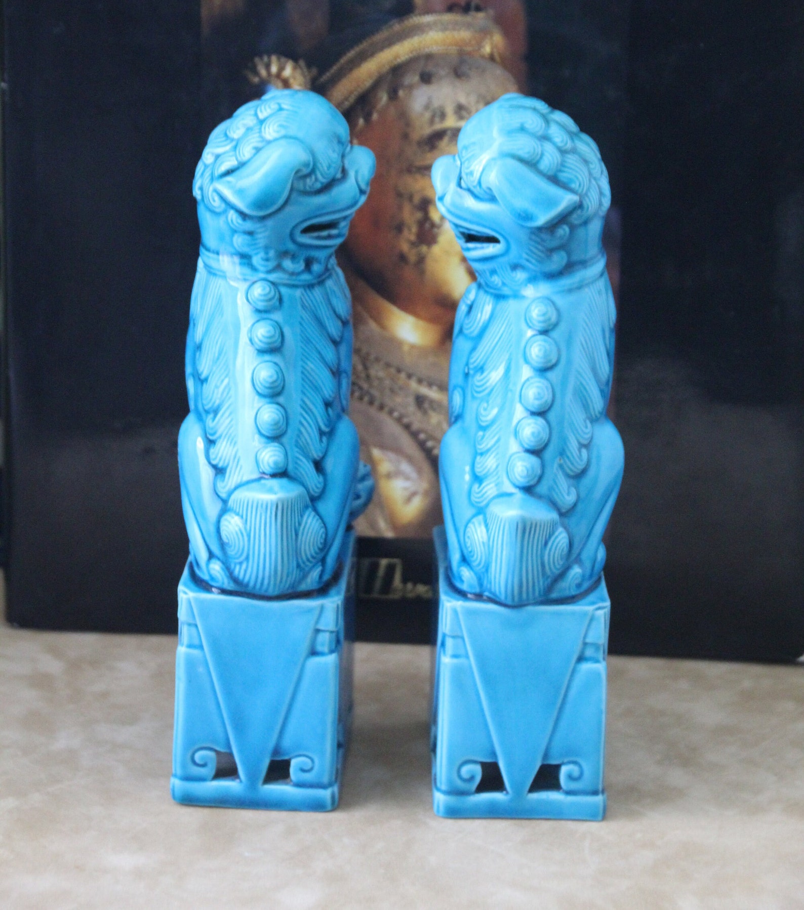 Chinese Foo Dog Statue Turquoise Dog Gift Dog Figurine Feng Shui ...