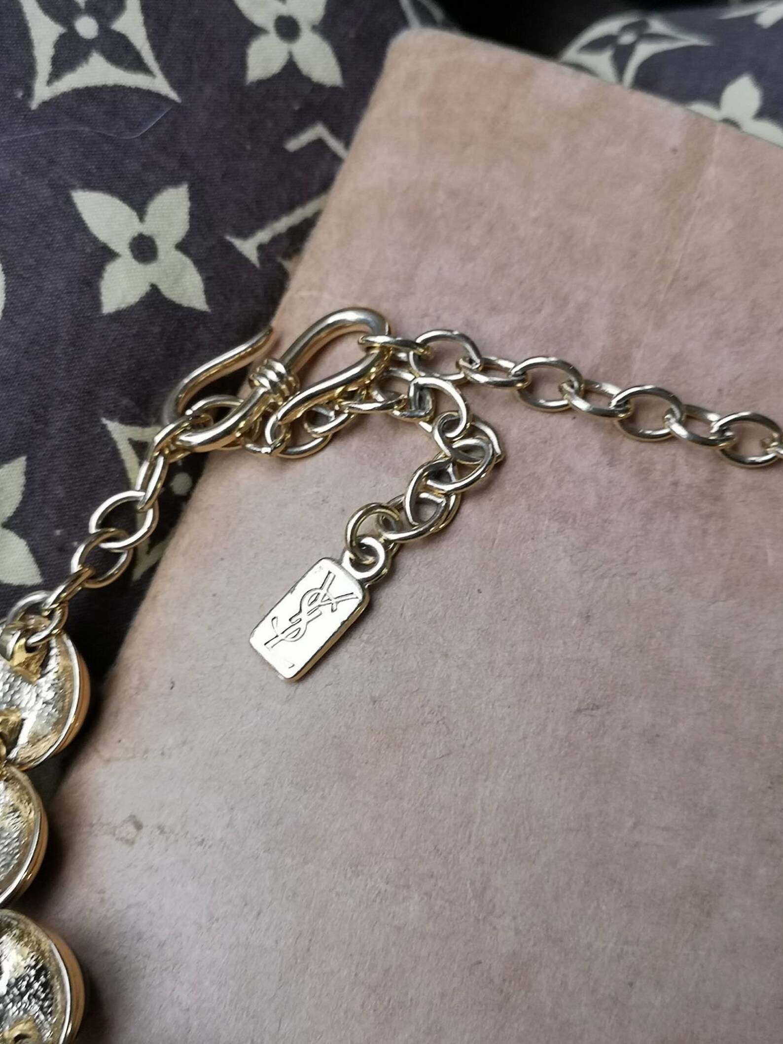 Yves Saint Laurent Necklace YSL Necklace Gold Tone Ebene Wood - Etsy