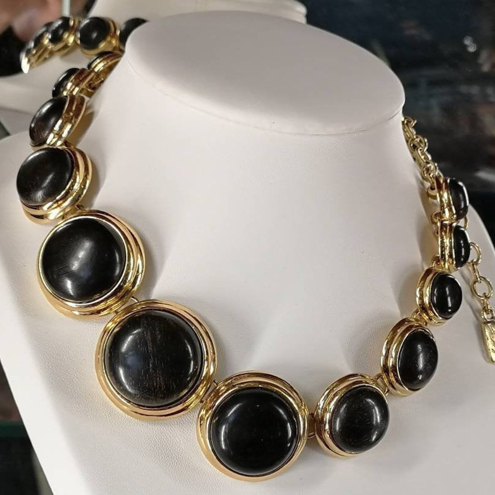 Yves Saint Laurent Necklace YSL Necklace Gold Tone Ebene Wood | Etsy