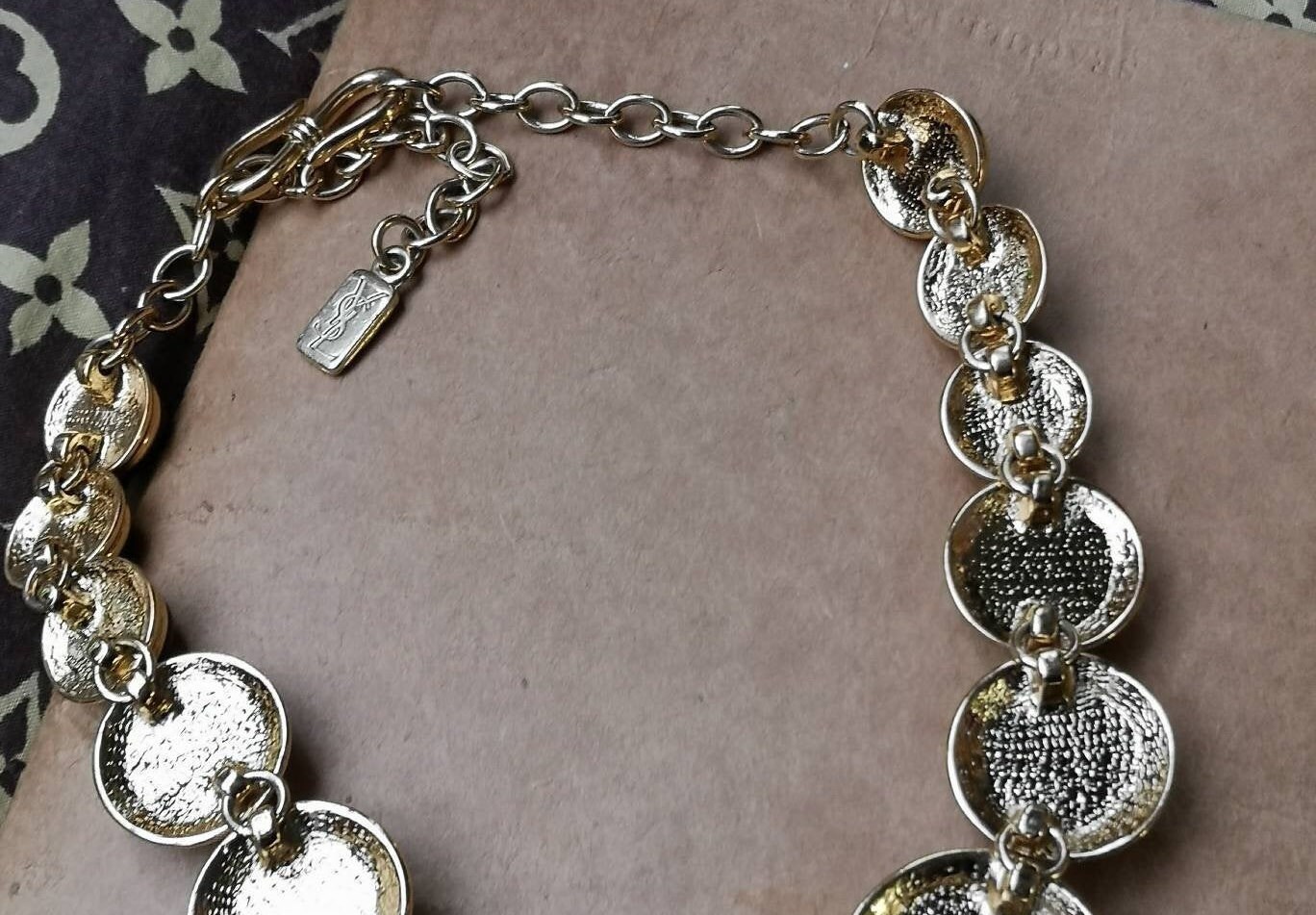 Yves Saint Laurent Necklace YSL Necklace Gold Tone Ebene Wood - Etsy