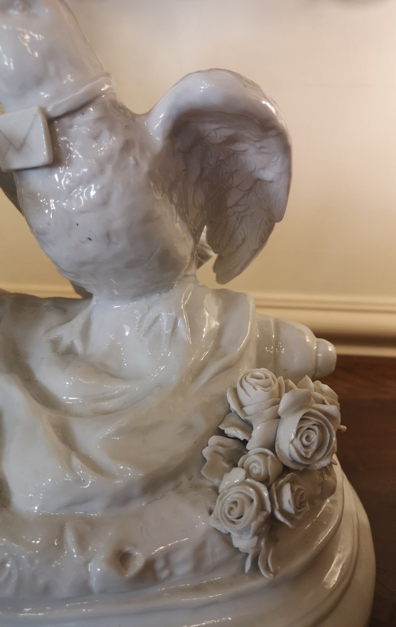 Large White Porcelain Group Winged Angel Bird Little Boy Kid - Etsy
