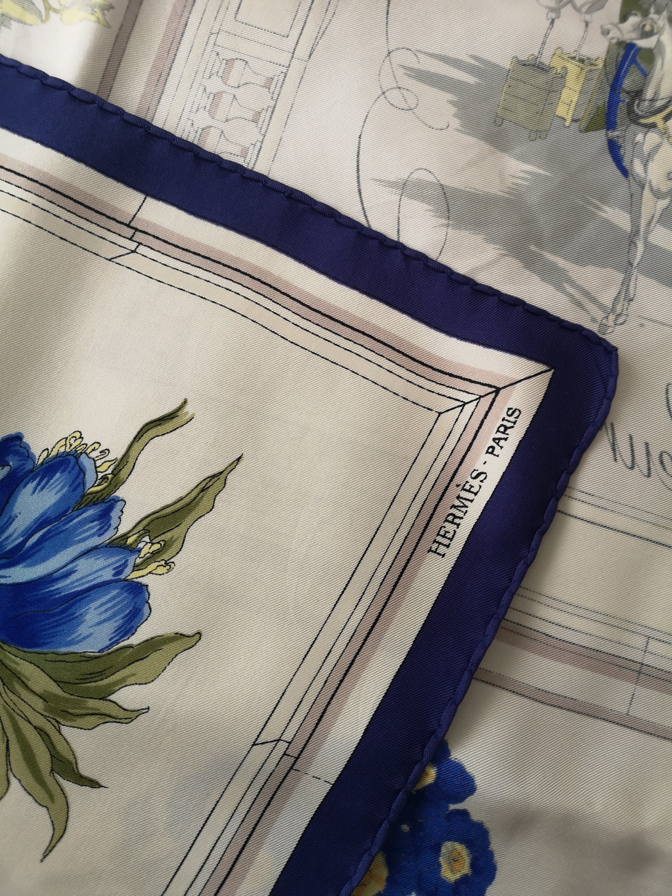 Blue Flower Silk Scarf Hermes Quai Aux Fleurs Forget-me-not - Etsy