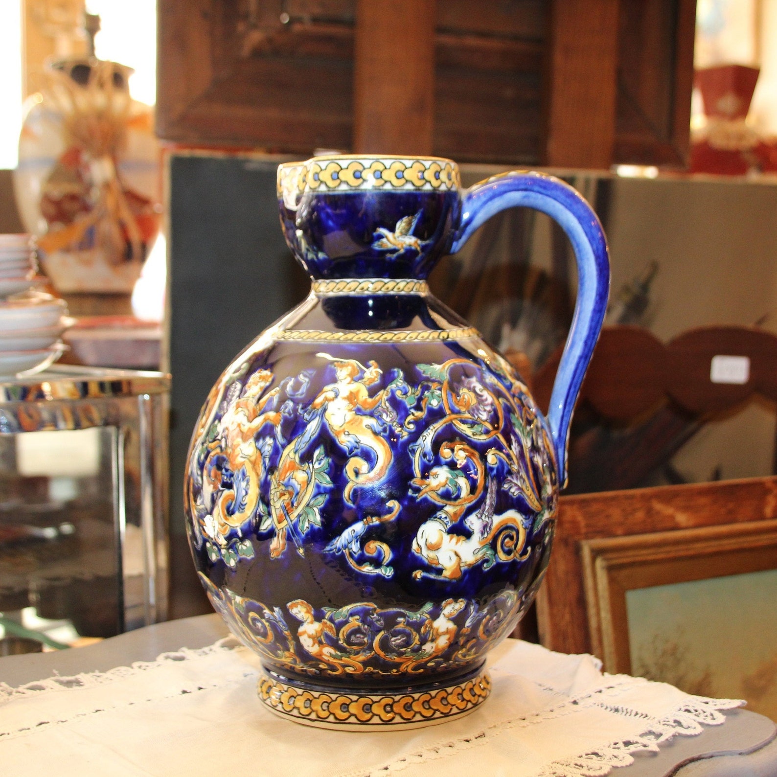 Large Blue Pitcher Jug Water Pitcher Pottery Pitcher Wedding - Etsy