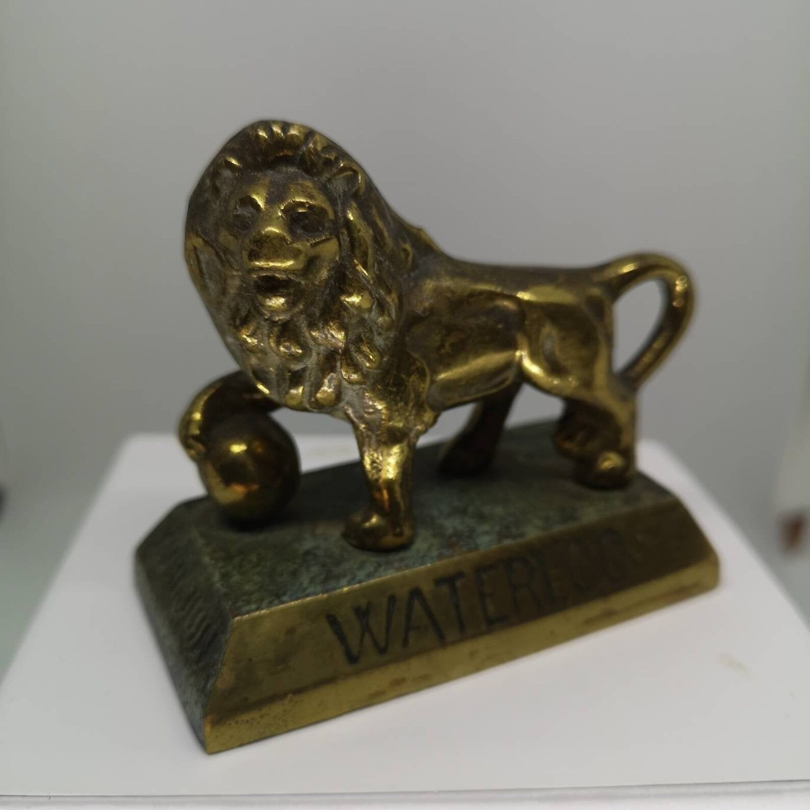 Bronze Statue Lion Waterloo Belgium Napoleons Battle Souvenir Gold ...
