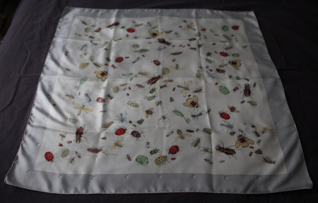 Bug Scarf Insect Scarf Hermes Silk Scarf Spring Grey Ladybug Ladybird ...