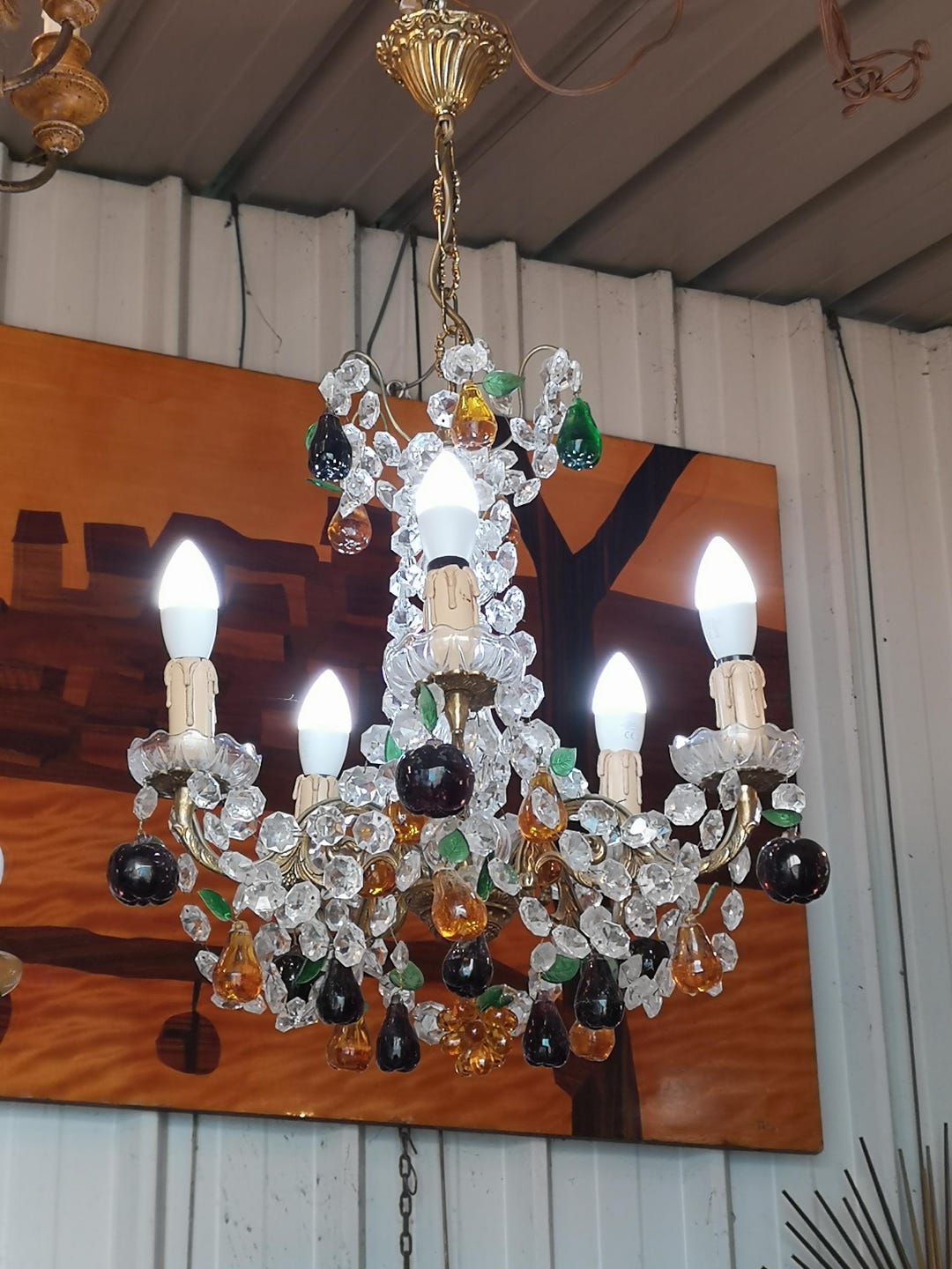 Multicolor Light Fixture Murano Glass Chandelier Grape Decor Apple ...
