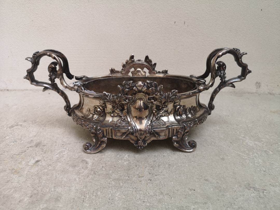 Silver Flower Vase Centerpiece Table Baroque Silver Planter Centerpiece ...