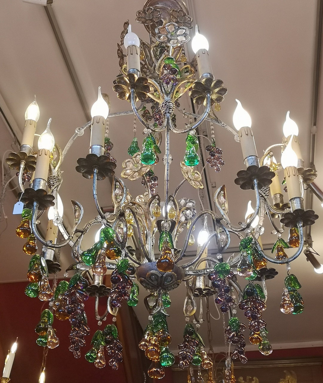 Chandelier Lighting Multicolor Murano Glass Fruits Grapes Grape Pears ...
