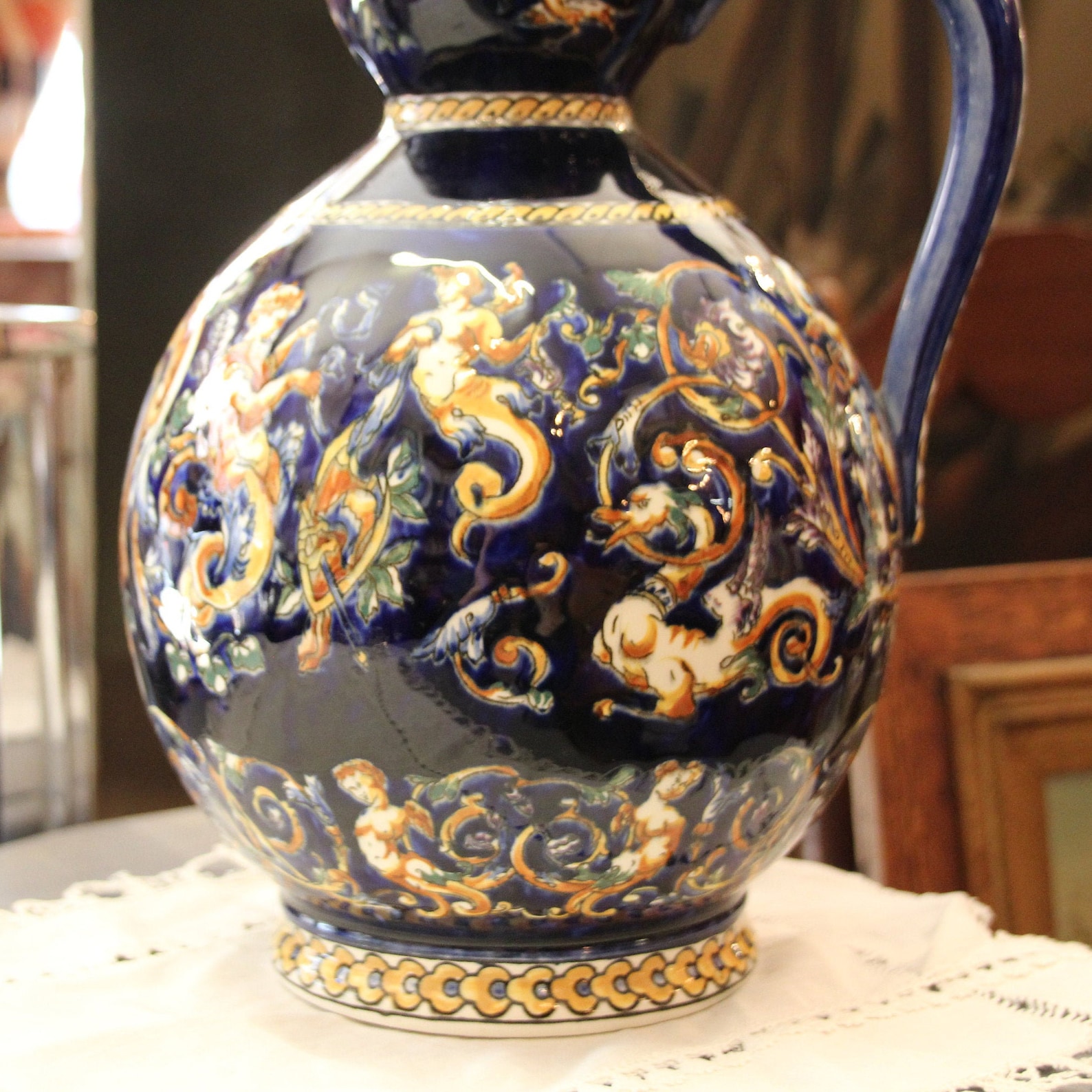 Large Blue Pitcher Jug Water Pitcher Pottery Pitcher Wedding Ceramic ...