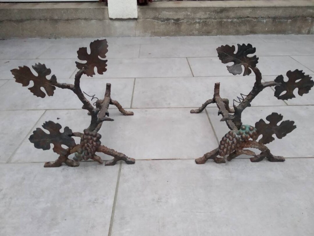 Grape Vine Decor Forged Iron Andirons Grape Decor Grapes Grape Leaf ...