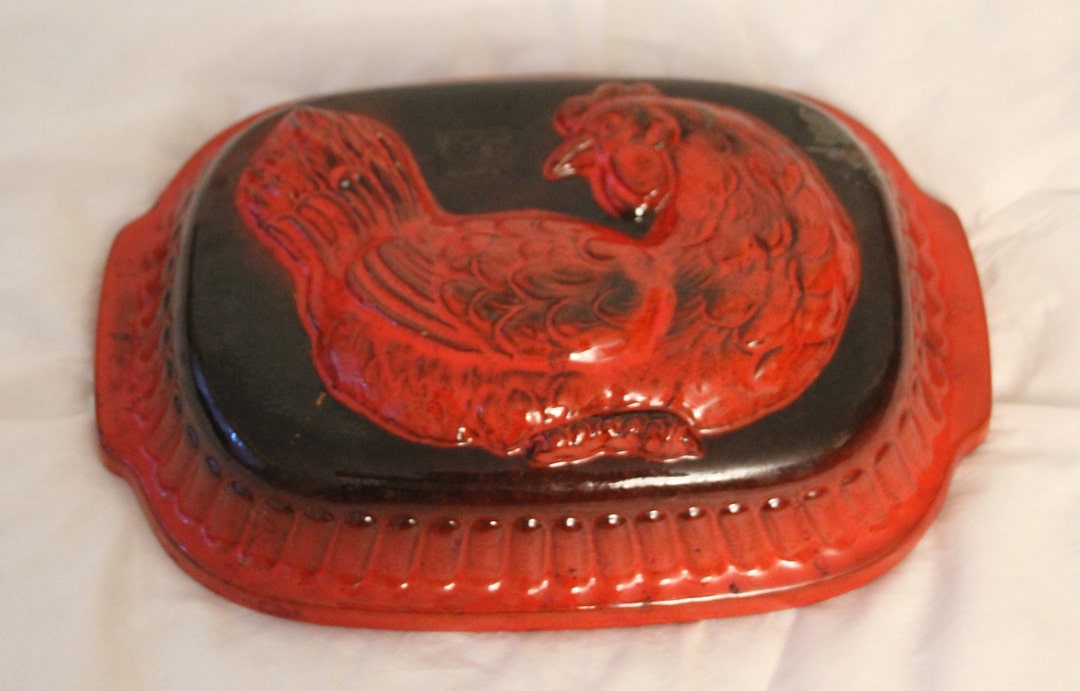 Red Chicken Red Hen Majolica Vase Ceramic Pottery Pot Bowl Red Home ...