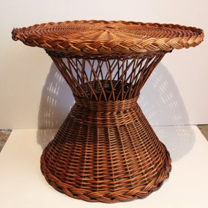 Round Vintage Wicker Table Coffee Table French Side Table Sofa End ...