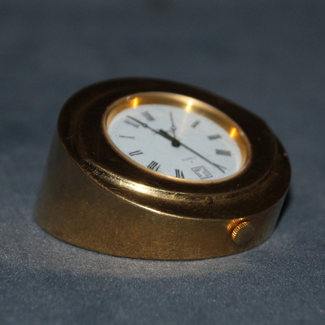 Gilt Bronze Desk Clock Swiss Made Berney Eye Decor Gold Desk Clock ...