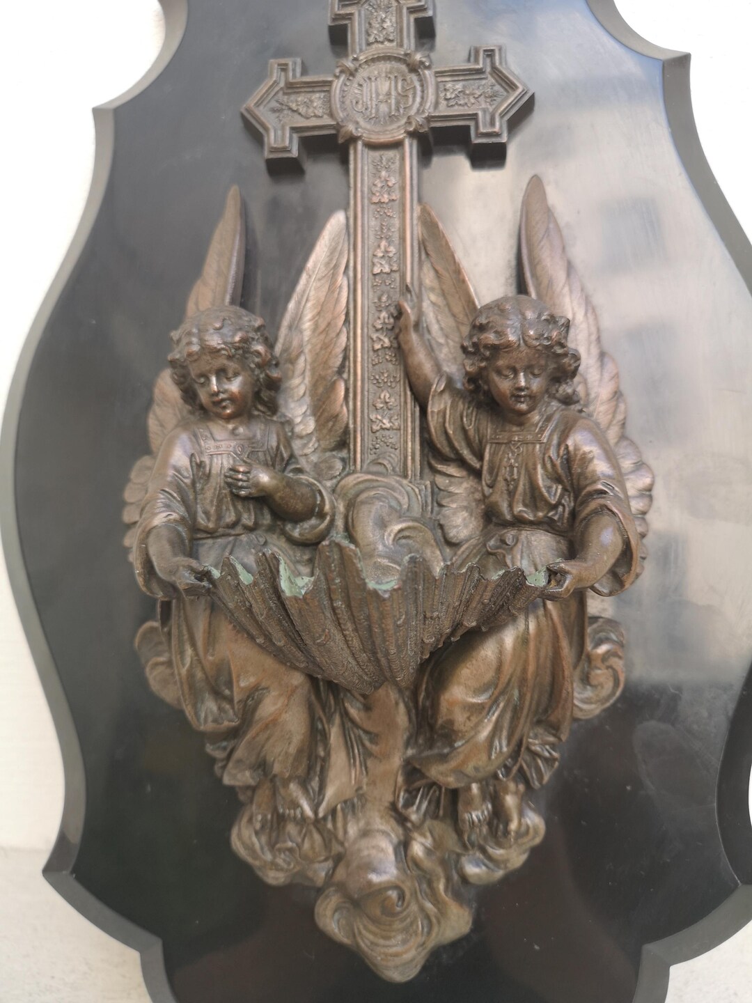 Holy Water Stoup Angels Wall Cross Holy Water Font Christian Religious ...