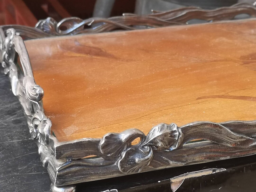 French Art Nouveau Majorelle Tray With Iris Flowers Fruitwood Walnut ...