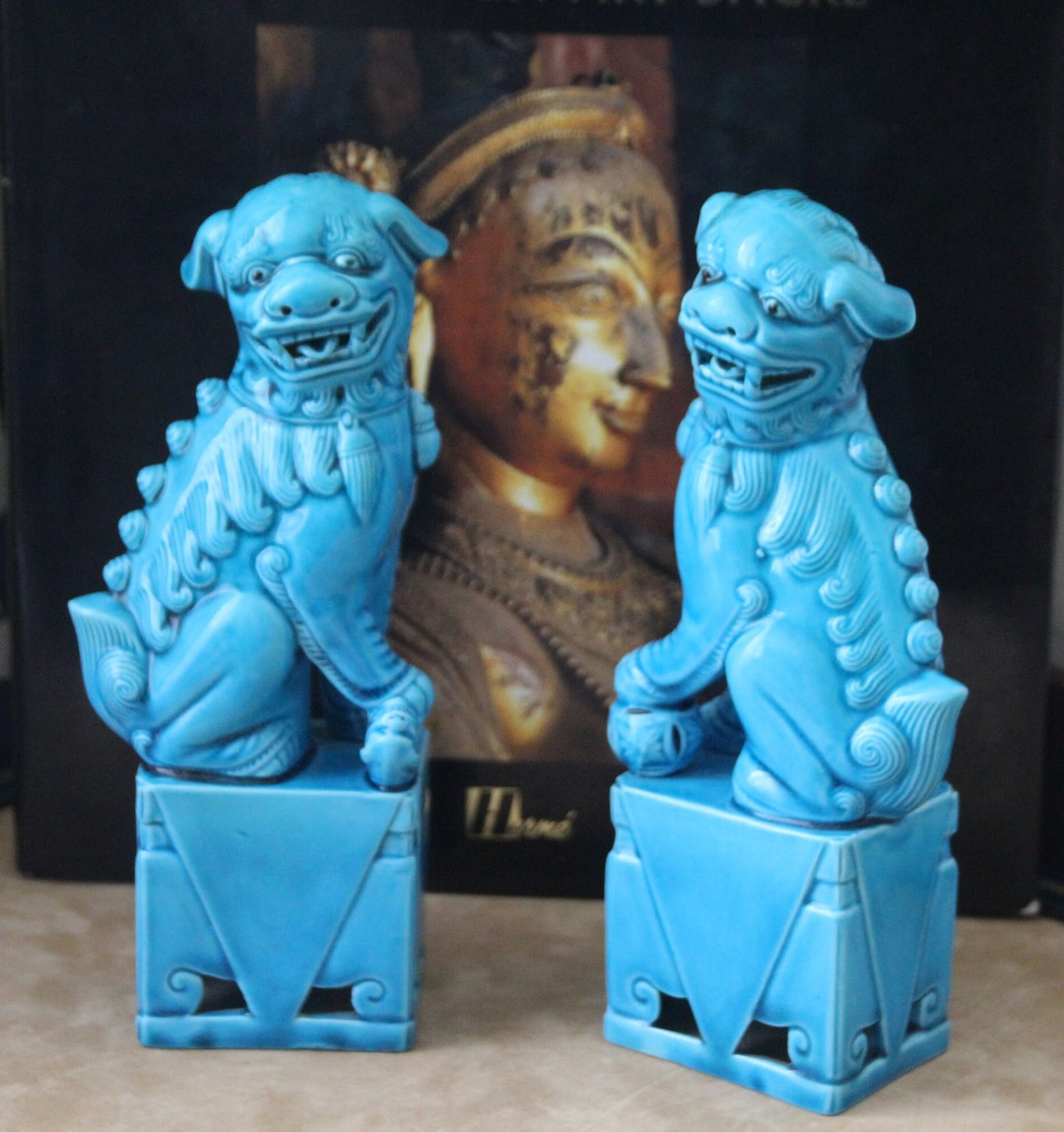 Chinese Foo Dog Statue Turquoise Dog Gift Dog Figurine Feng Shui ...