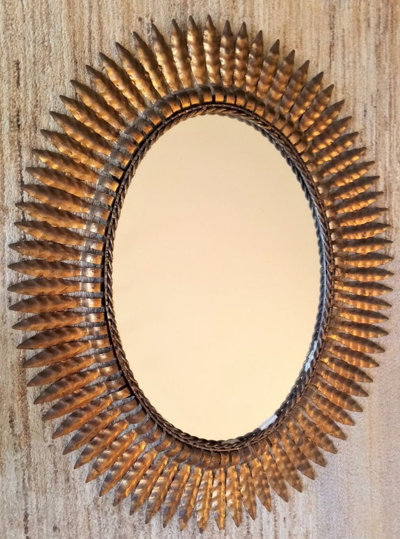 Oval Sun Mirror Sunburst Sunshine Mirror Entryway Gold Mirror Bedroom ...