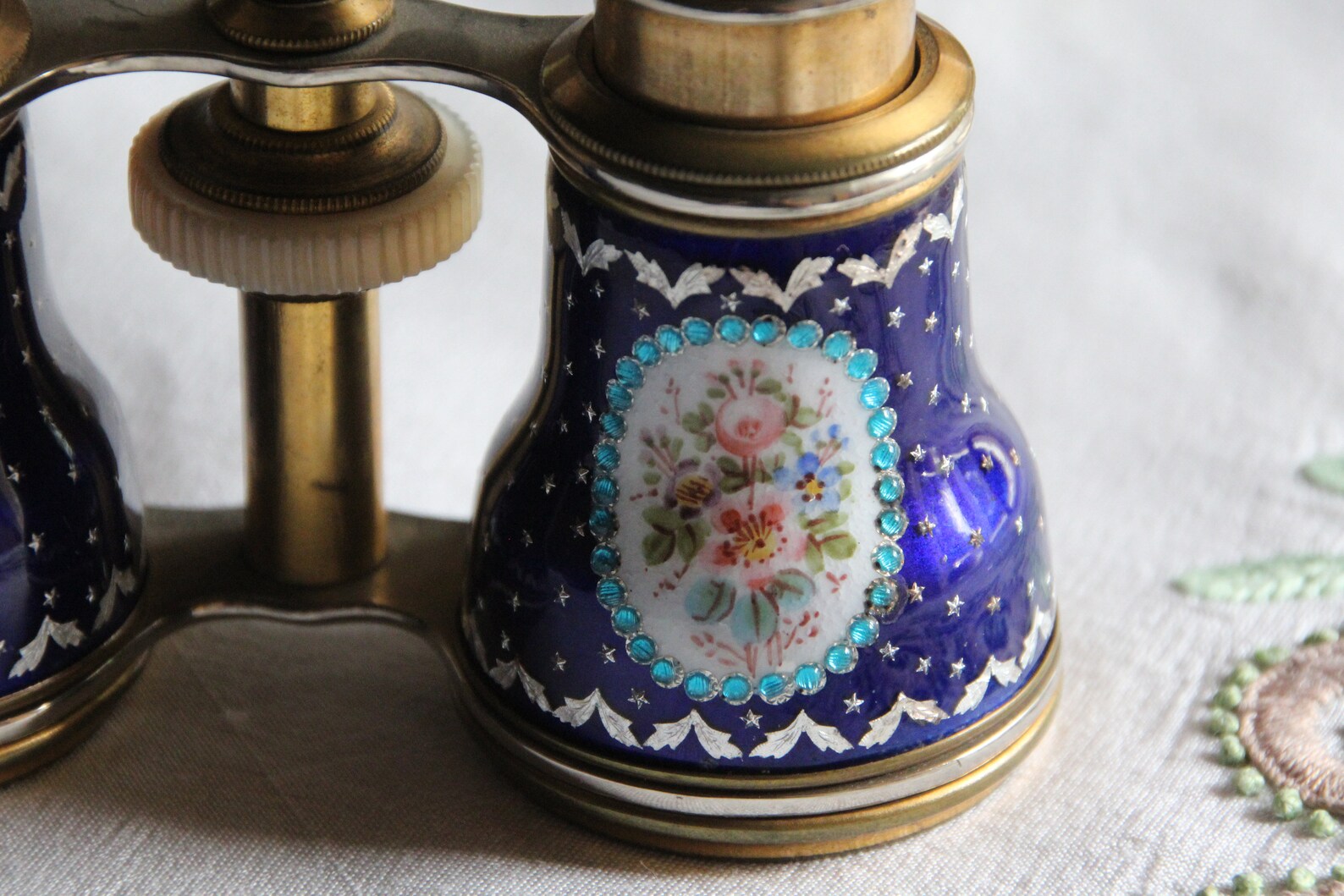 Blue French Opera Glasses Mother of Pearl Gold Opera - Etsy