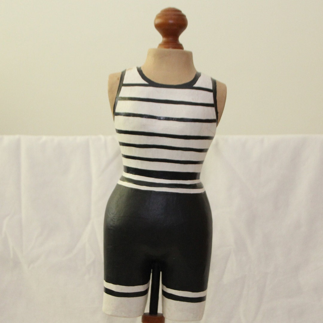 Mannequin Buste 1920s Swimsuit Black White Beach Bathing Costume ...