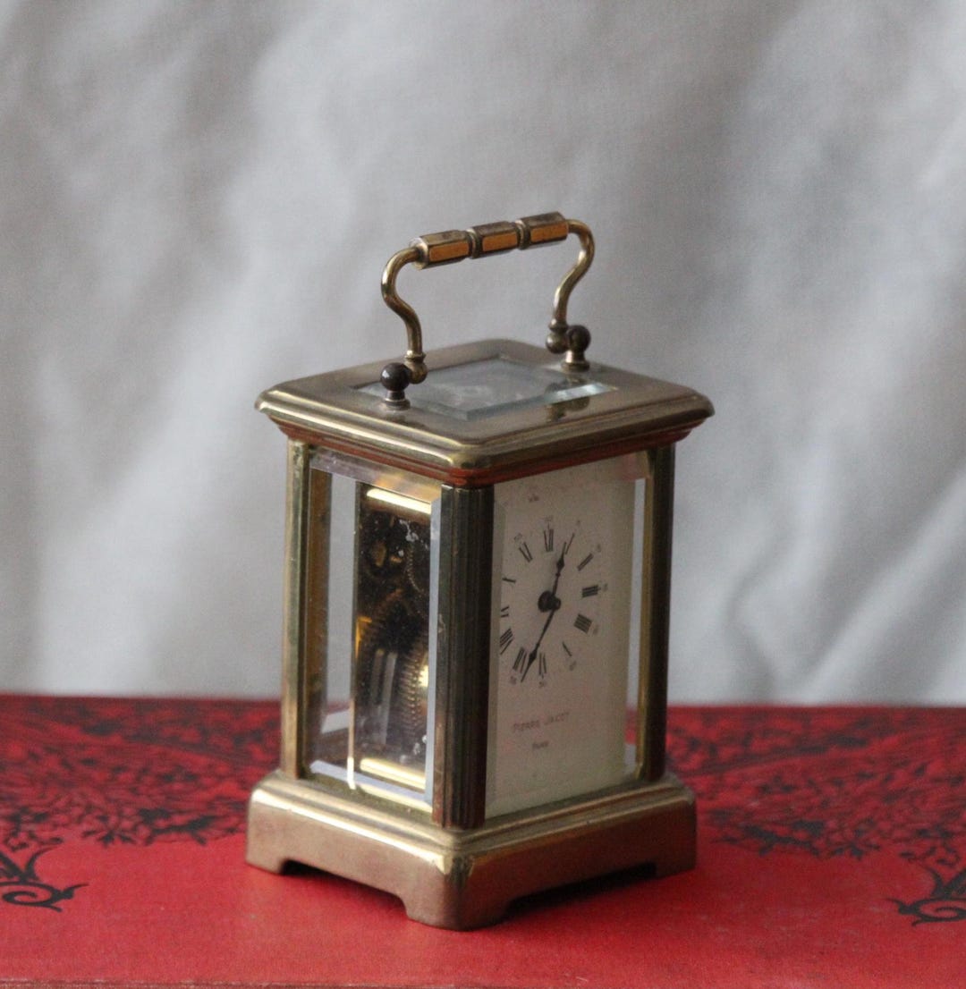 Gold Carriage Clock Travel Clock Officer Clock Gold Desk Clock Signed ...