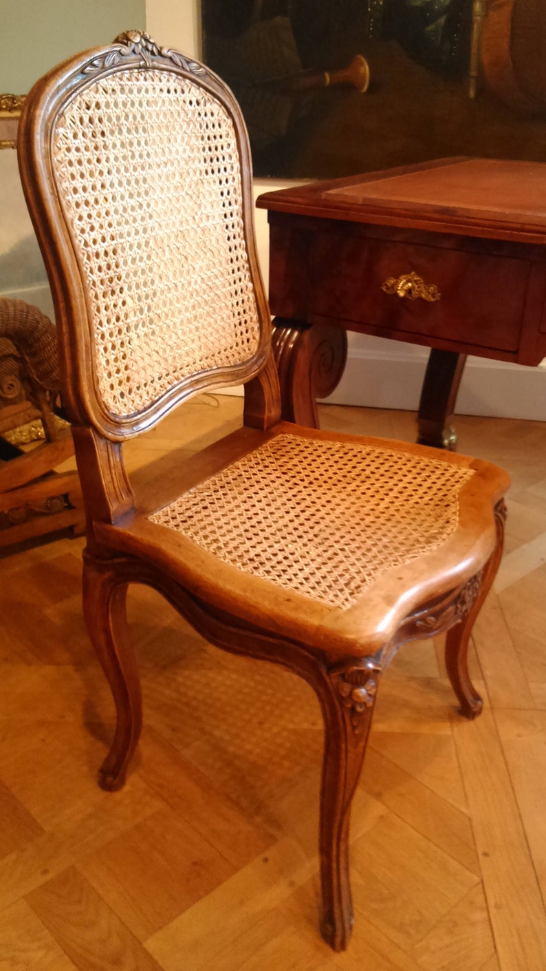 French Cane Chair, Louis XV Style, Wood Dining Chair - Etsy