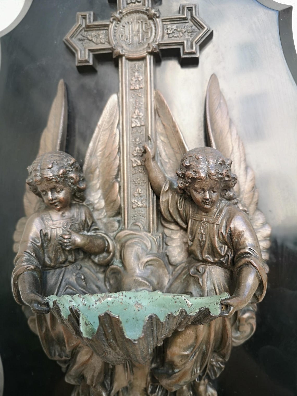 Holy Water Stoup Angels Wall Cross Holy Water Font Christian Religious ...
