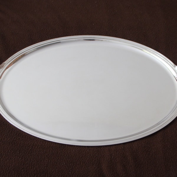 Large Oval Silver Plate Serving Tray - Etsy