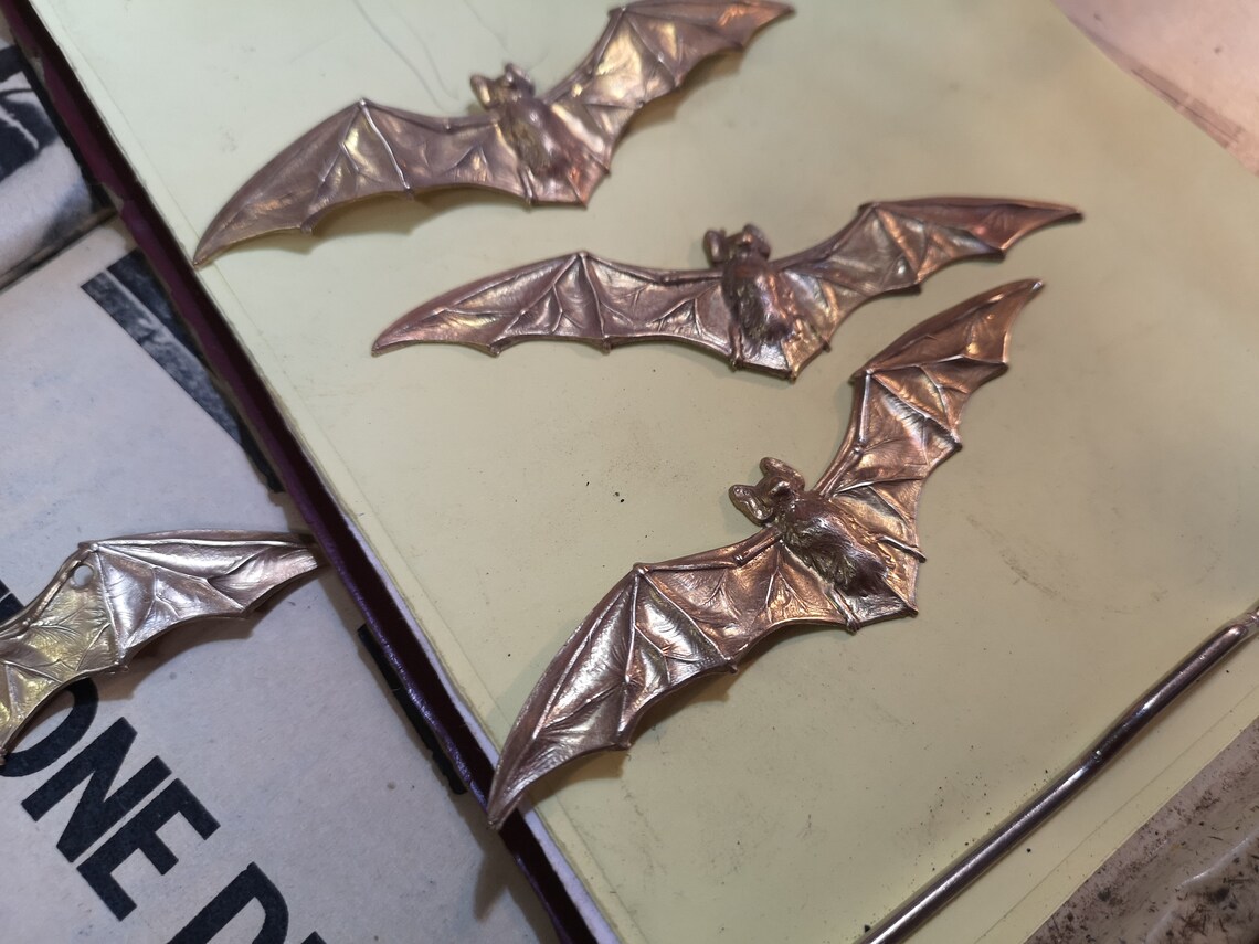 Metal Gold Bat Halloween Decor Figurine Gothic Decor Chimera - Etsy
