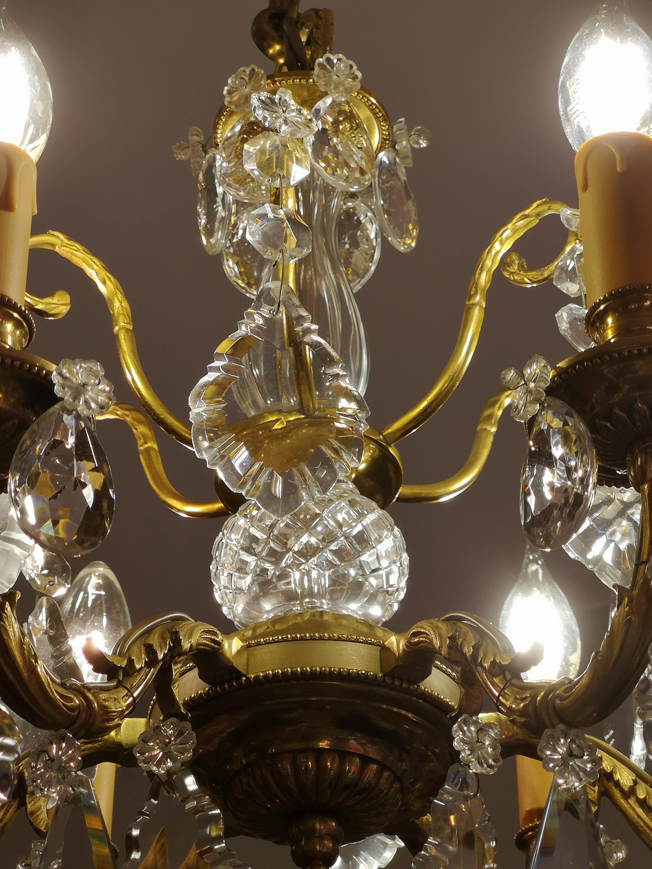 Gold Light Fixture Chandelier Lighting Crystal Pendants Baroque Rococo ...