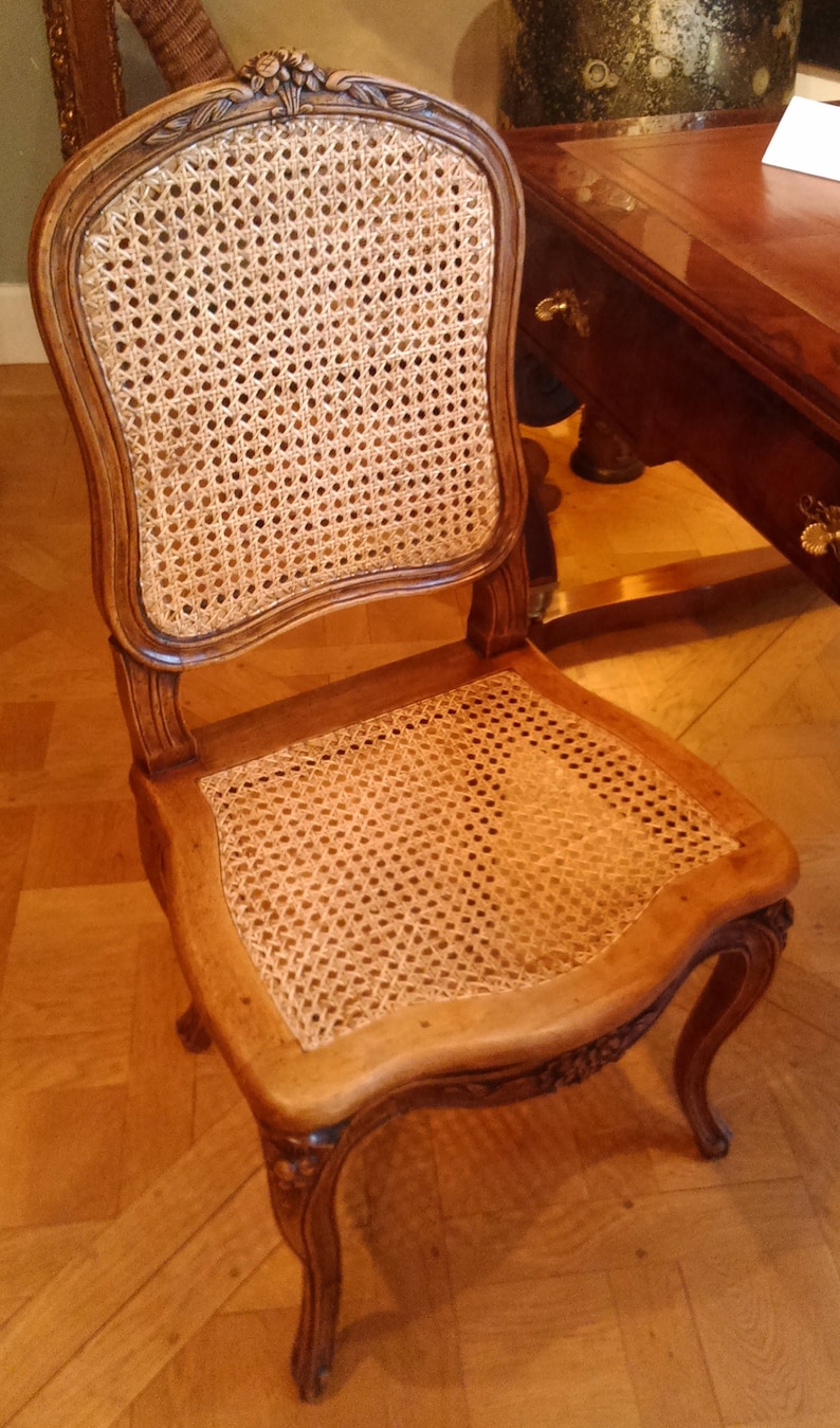 French Cane Chair, Louis XV Style, Wood Dining Chair - Etsy