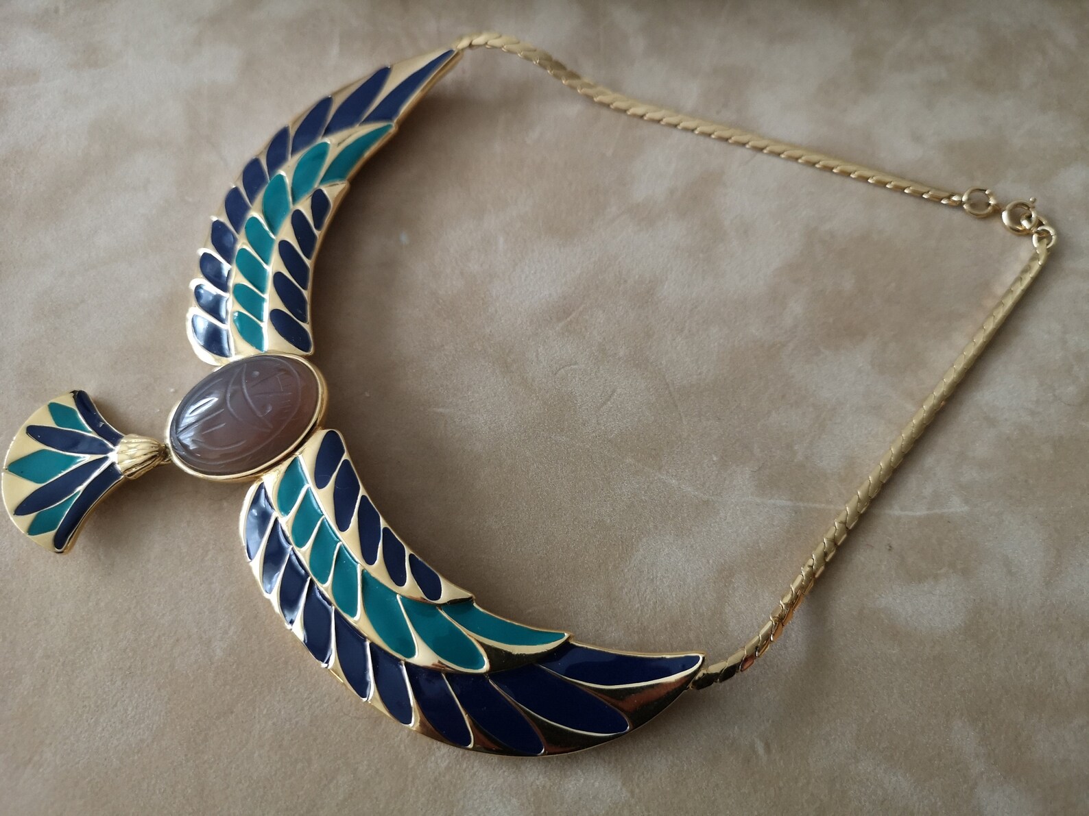Egyptian Winged Scarab Phoenix Egyptian Revival Cloisonne Enamel ...