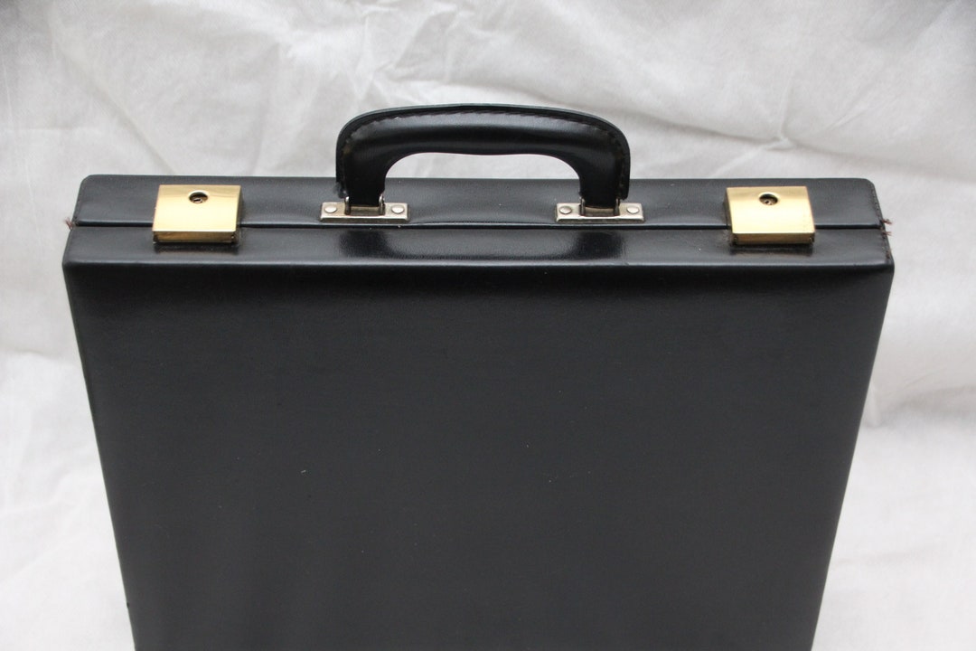 Vintage Black Briefcase Laptop Bag Black Suitcase for Men Retro Luggage ...