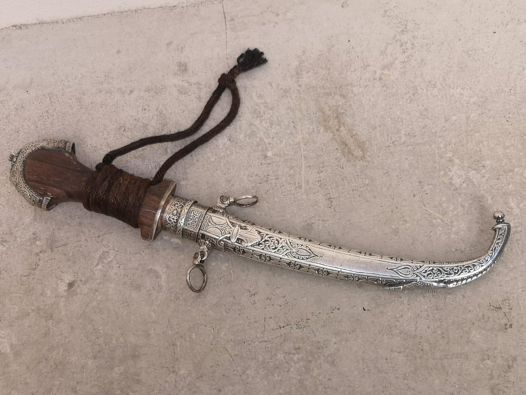 Dagger Knife Silver Plate Sword Berber Arab Nomad Jambiya Decorative ...