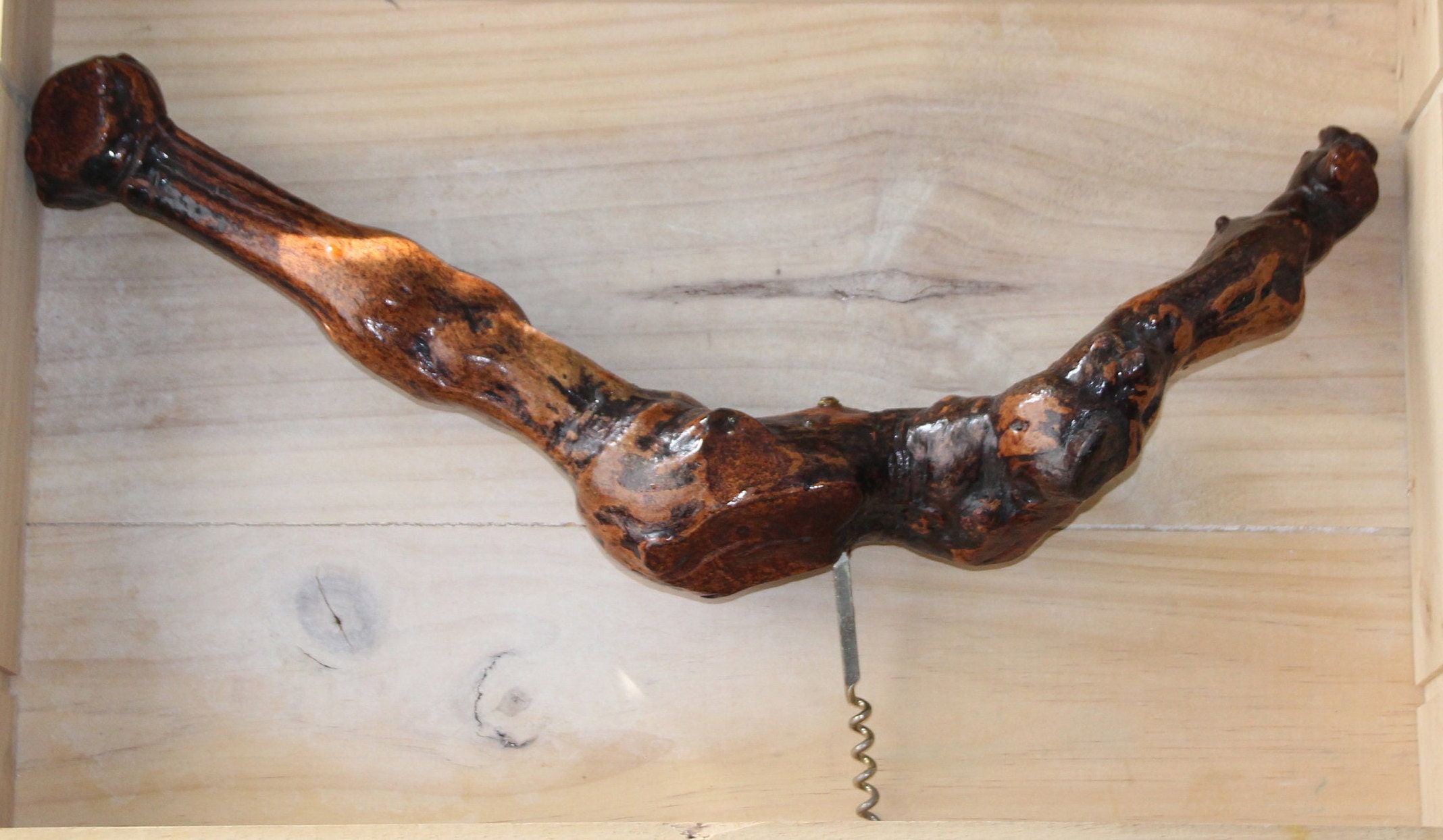 Large French Vintage Corkscrew Giant Wood Corkscrew Grapevine Root ...