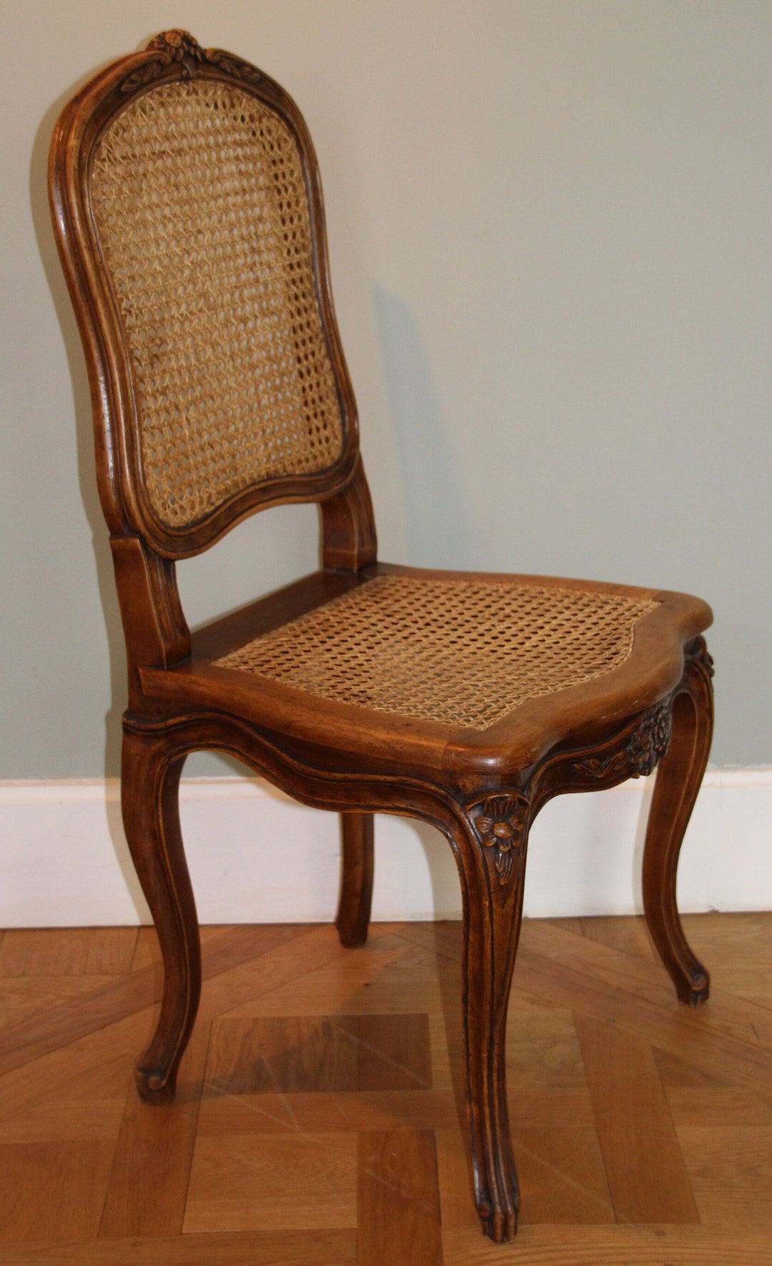 French Cane Chair, Louis XV Style, Wood Dining Chair - Etsy