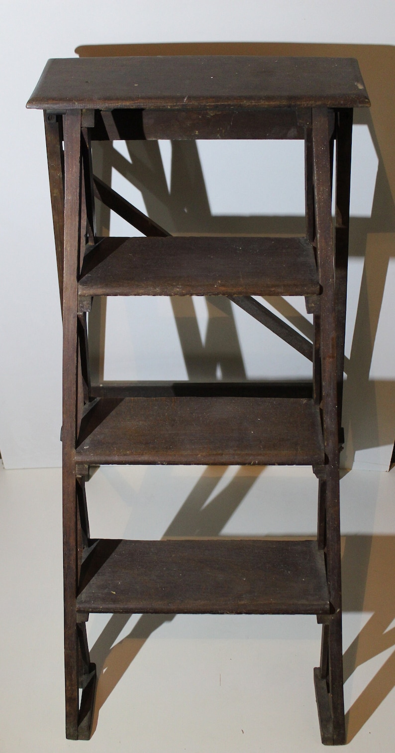 Wood Step Ladder Shelf Library Stairs Library Ladder Stepladder Bed ...
