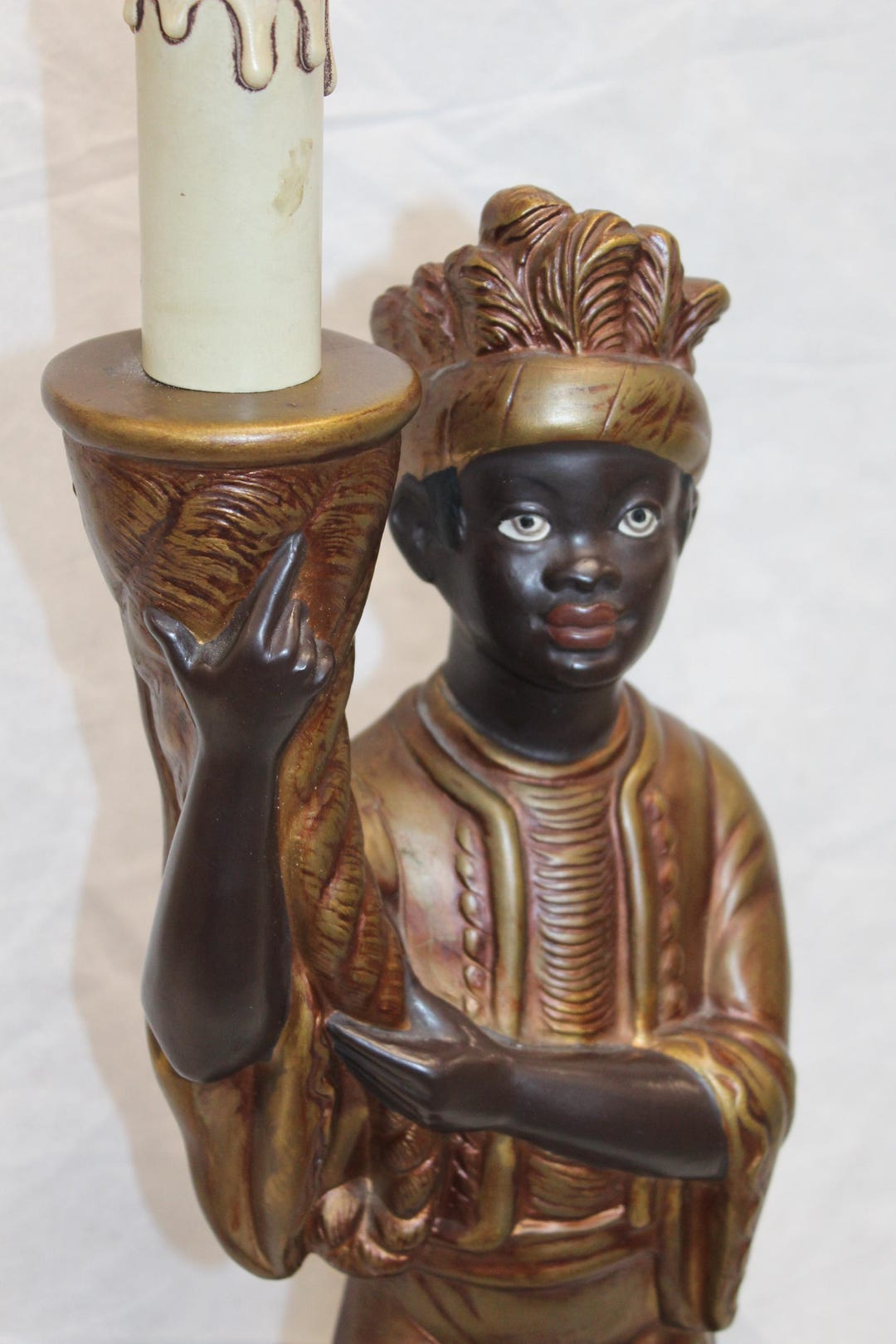 Blackamoor Figure Statue Lamp Gold Torch Torchiere Moorish Figurine ...