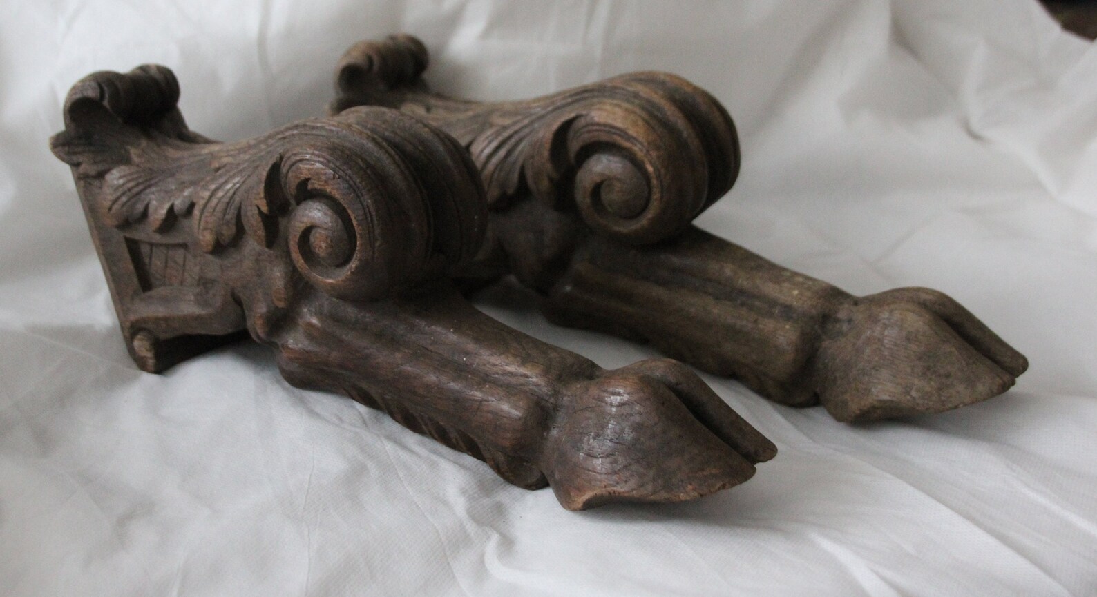 RESERVED Devil Goat Legs Carved Wood Devil Feet Decor Architectural ...