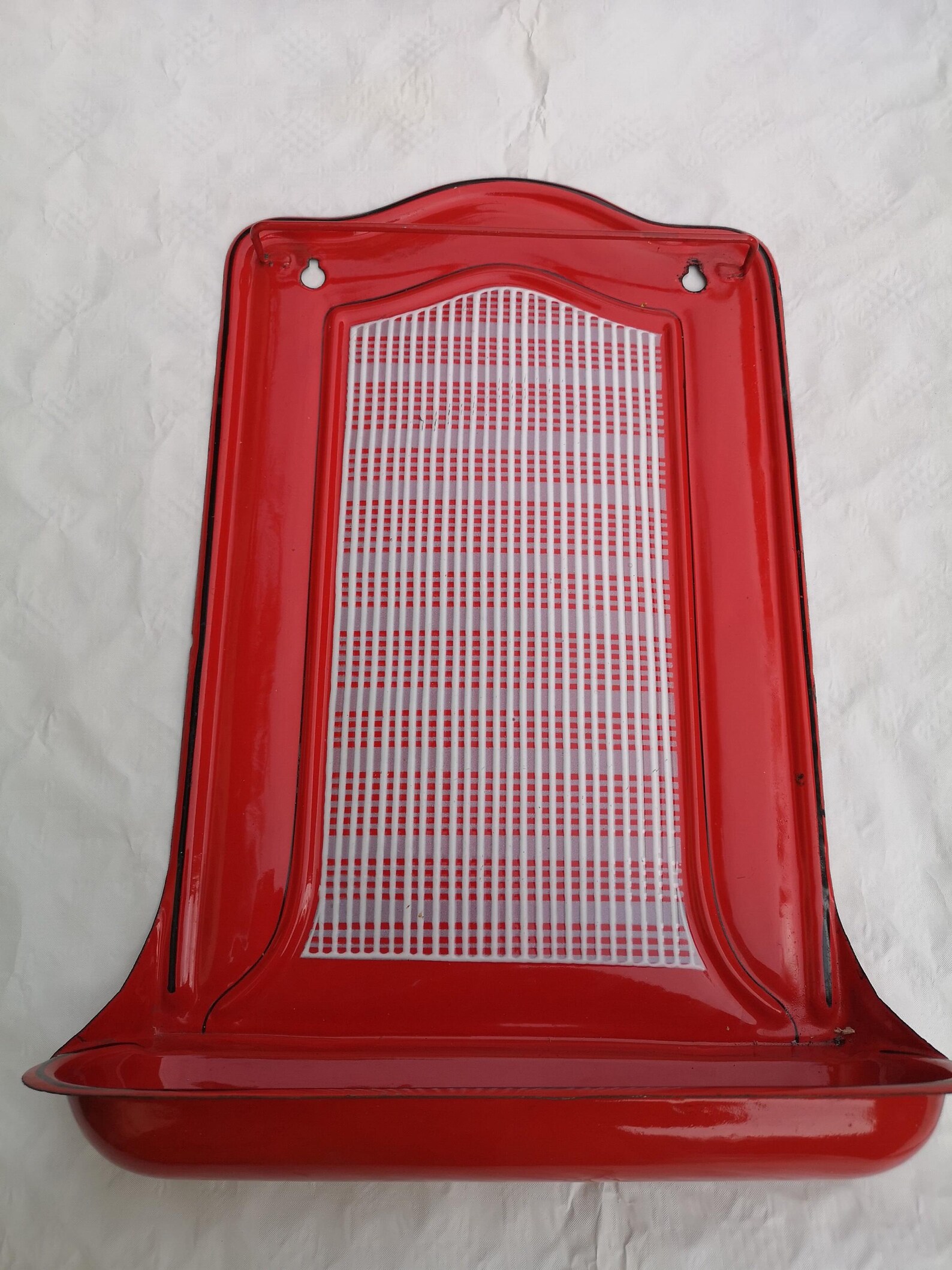 Red and White Enamel Kitchen Utensil Holder Set Red Ladle Rack ...