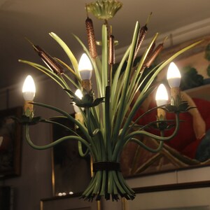 Reed Decor Chandelier Lighting Gold Ceiling Light Green Pendant Light ...