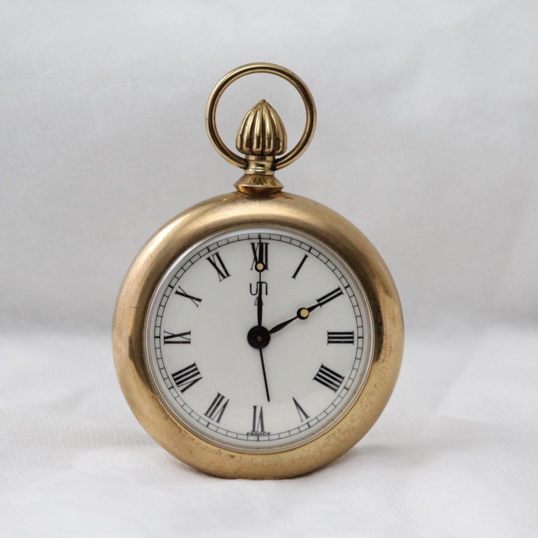 Gold Pocket Watch Shape Alarm Desk Clock Mechanical Table Clock - Etsy