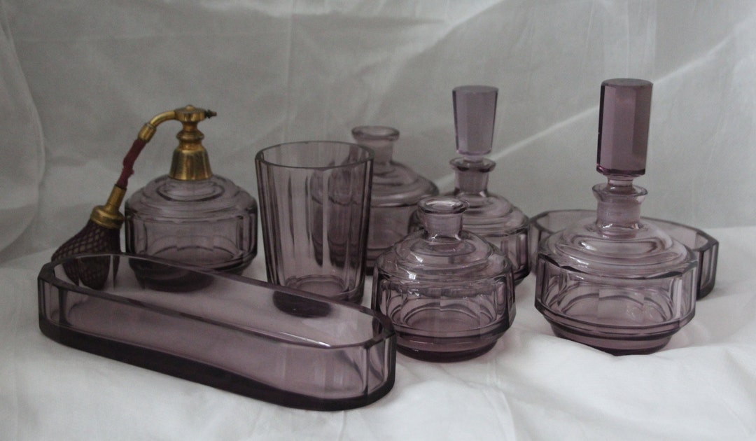 Amethyst Crystal Perfume Bottles Vanity Set Dressing Set Soap Dish ...